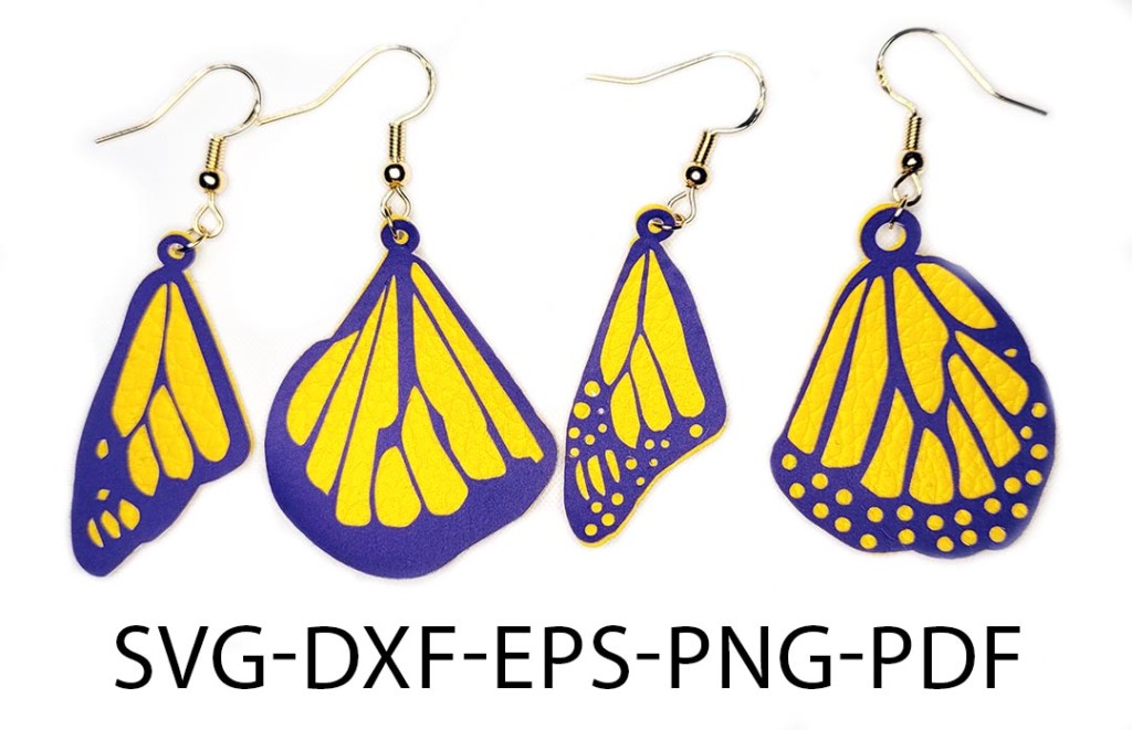 Butterfly wing earrings cut file template - Craft with Catherine