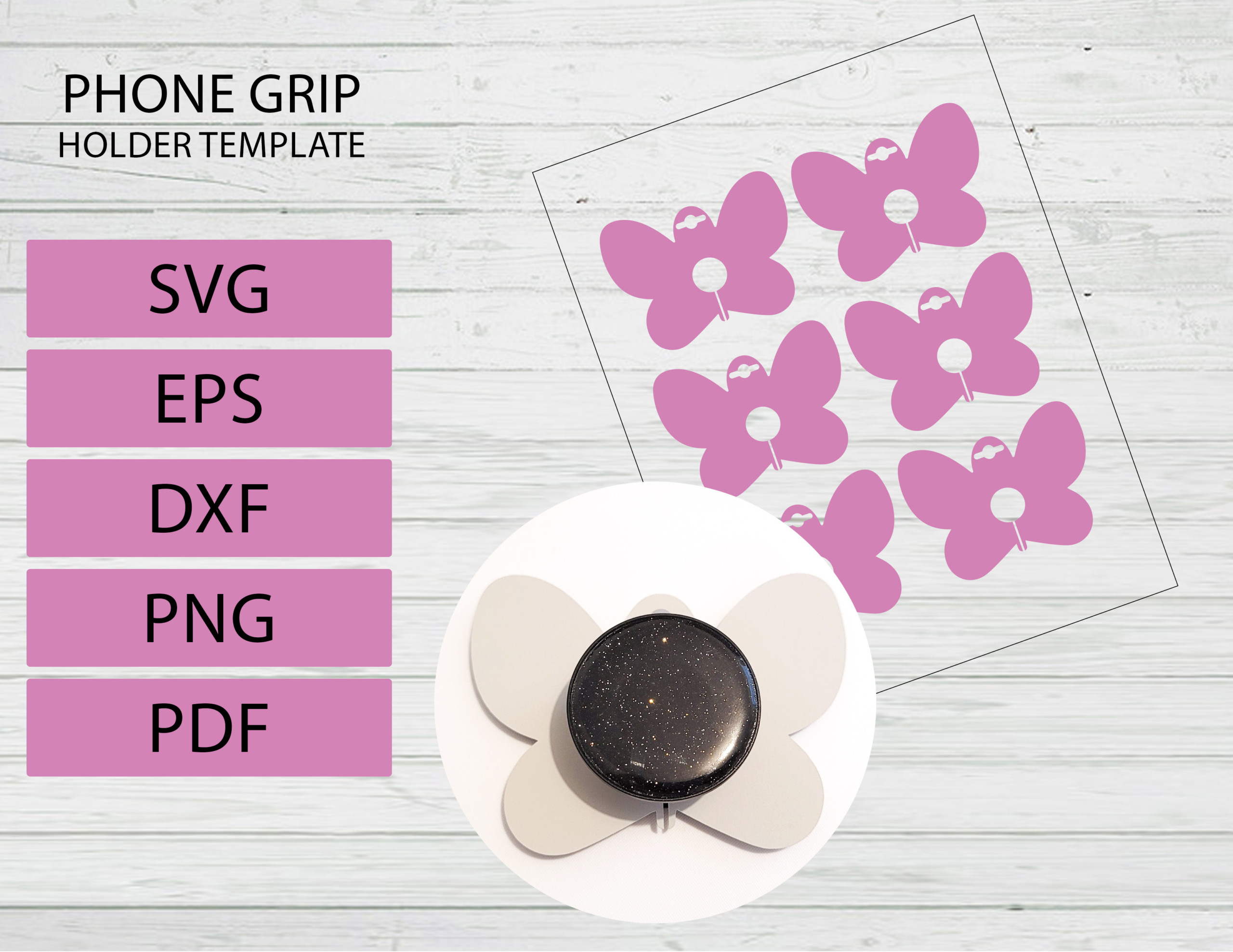Phone grip butterfly cut file template - Craft with Catherine