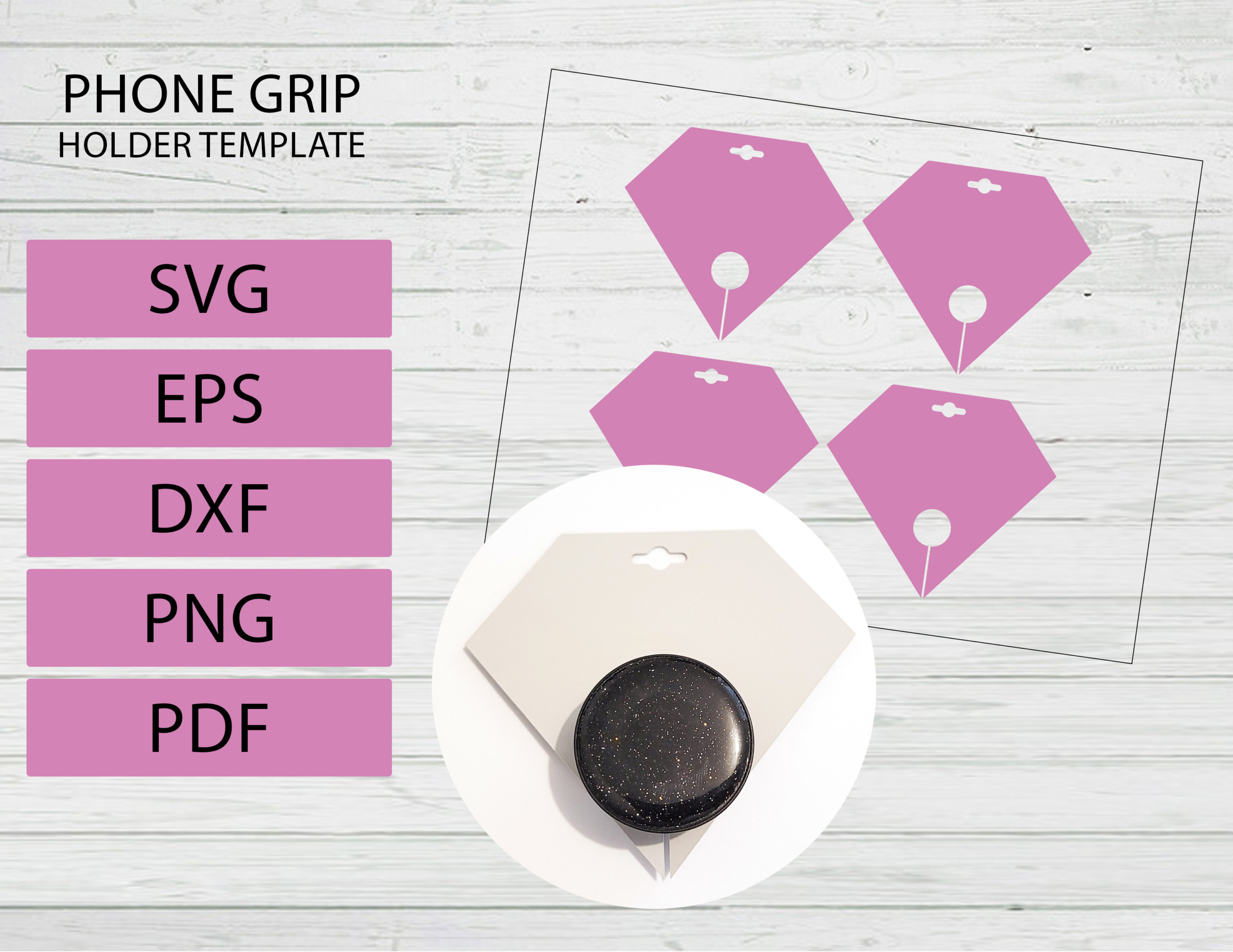 Phone grip diamond cut file template - Craft with Catherine