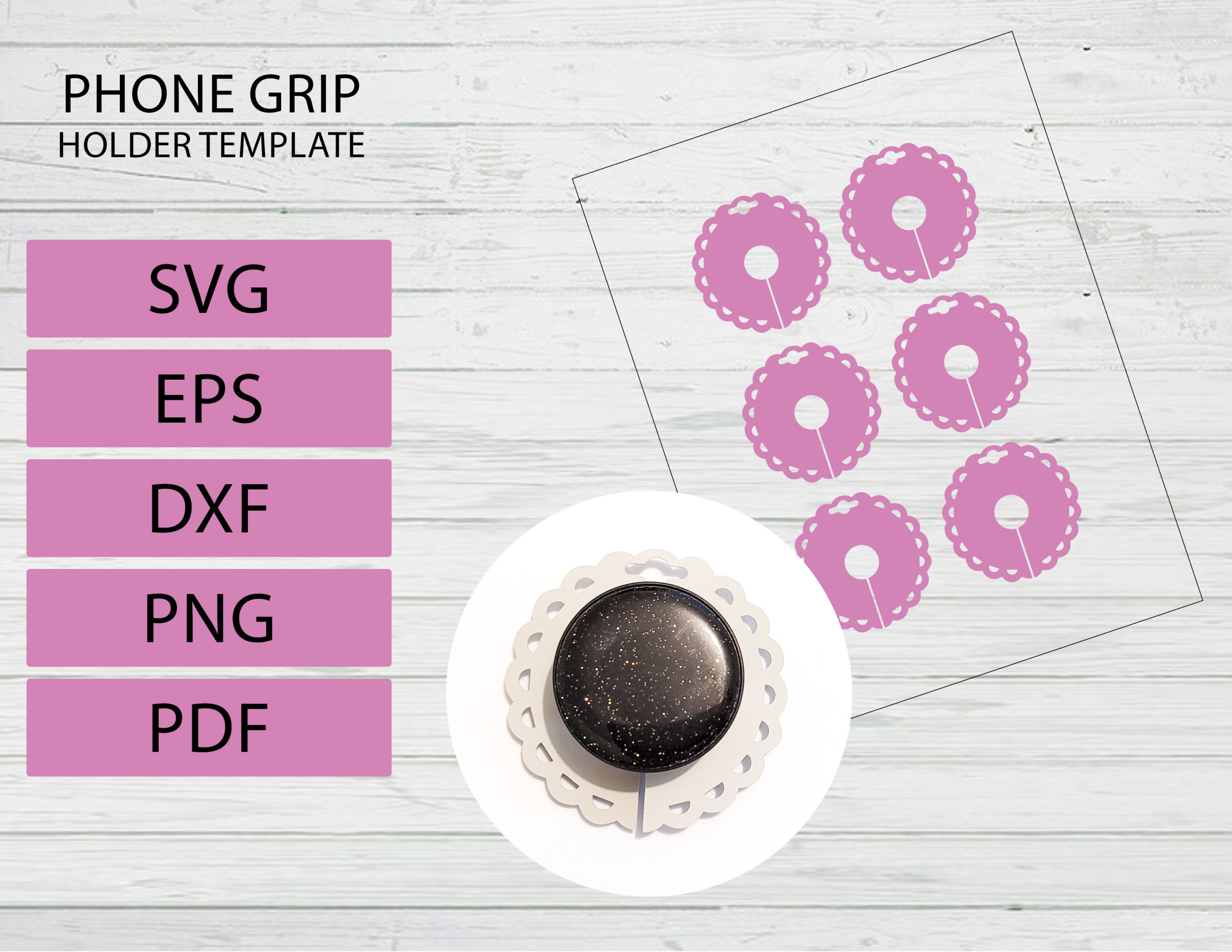 Phone grip doily cut file template - Craft with Catherine