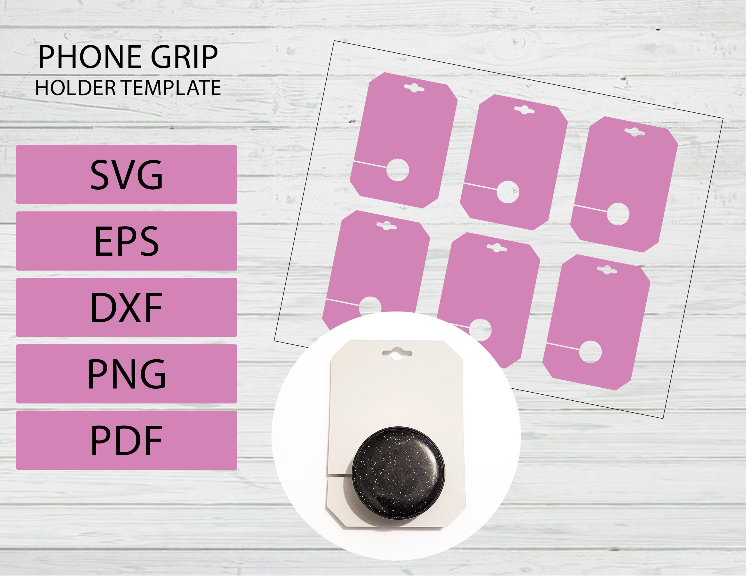 Phone grip emerald cut file template - Craft with Catherine