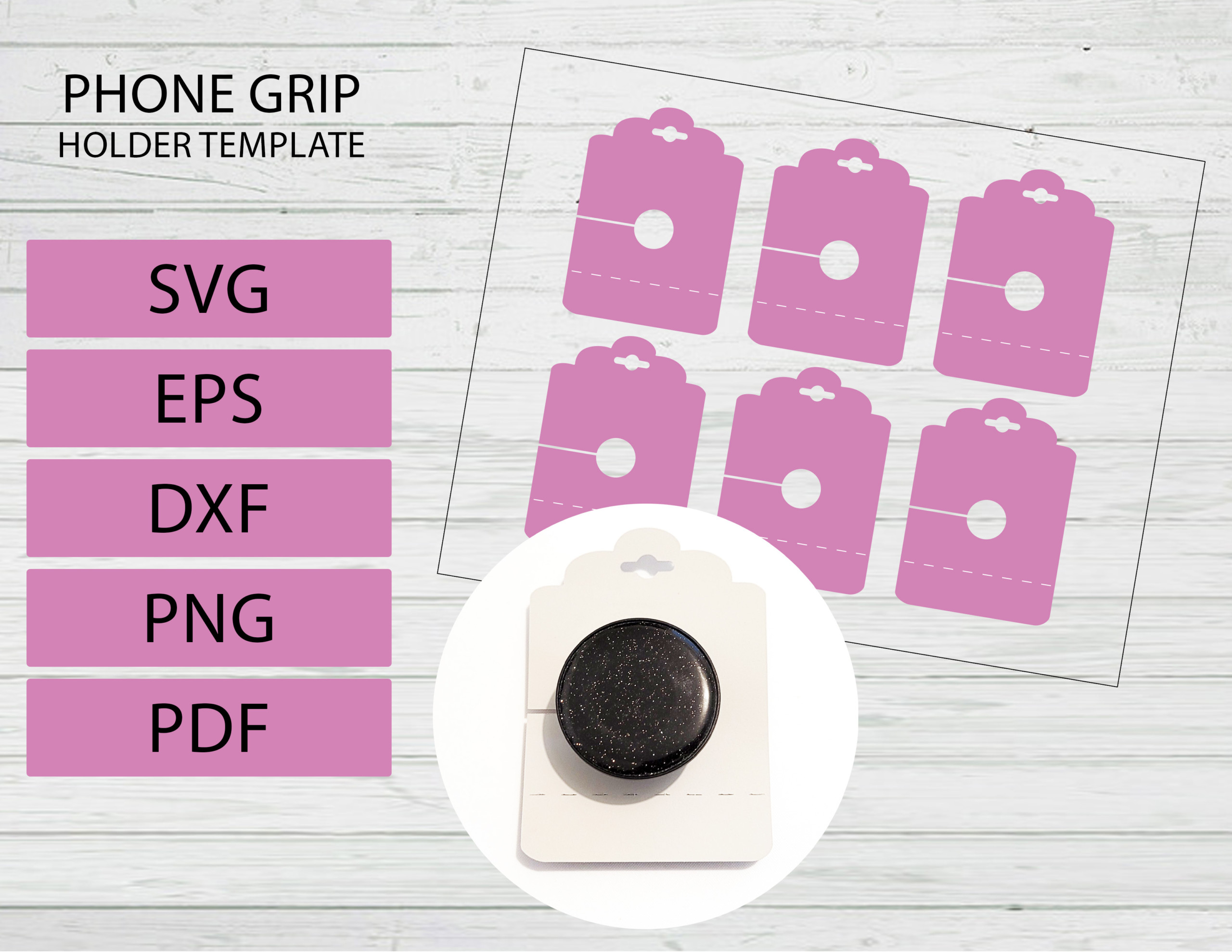 Phone grip scallop perforated cut file template - Craft with Catherine