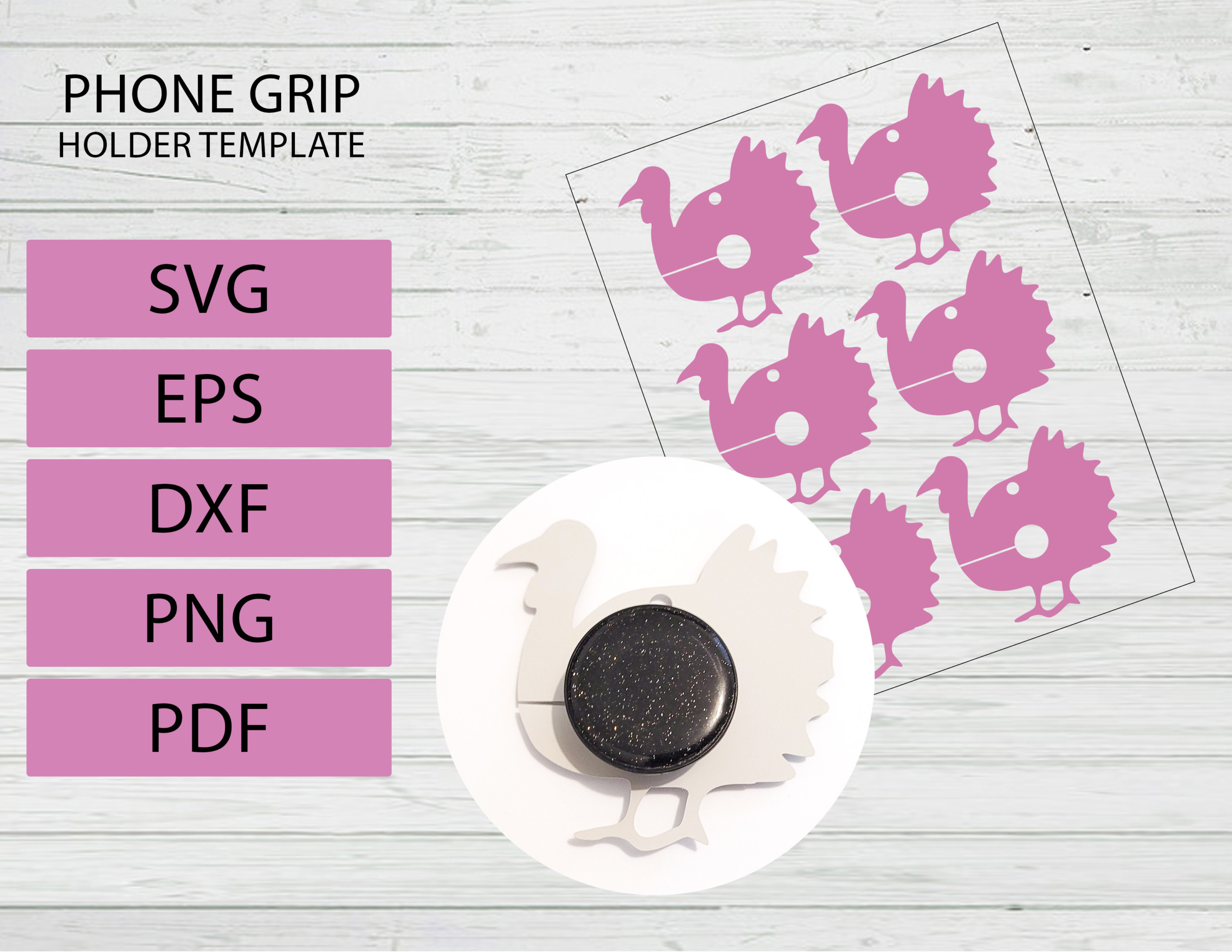 Phone grip turkey cut file template - Craft with Catherine