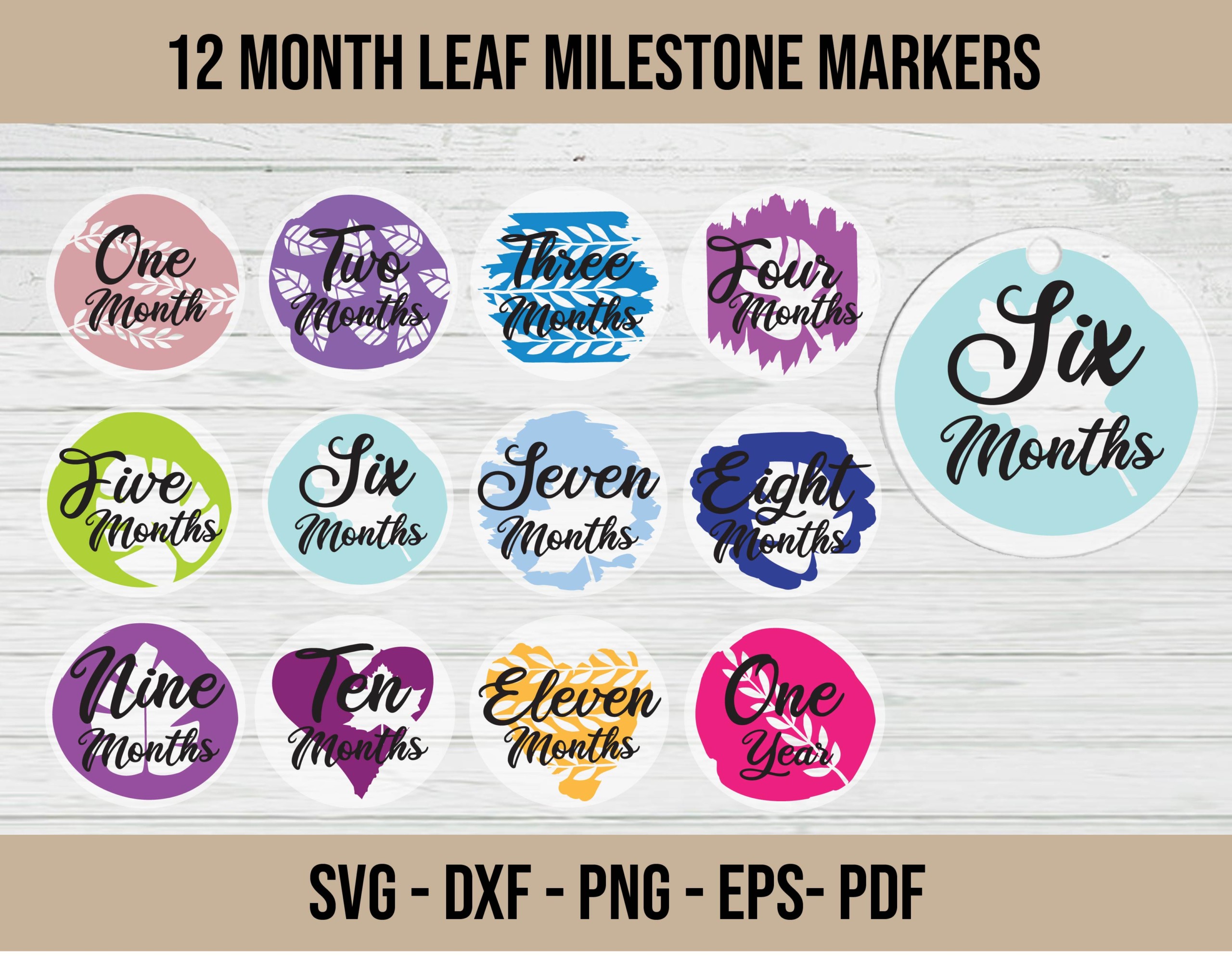 Baby Milestone rounds 12 cut file template svg dxf eps pdf png - Craft ...