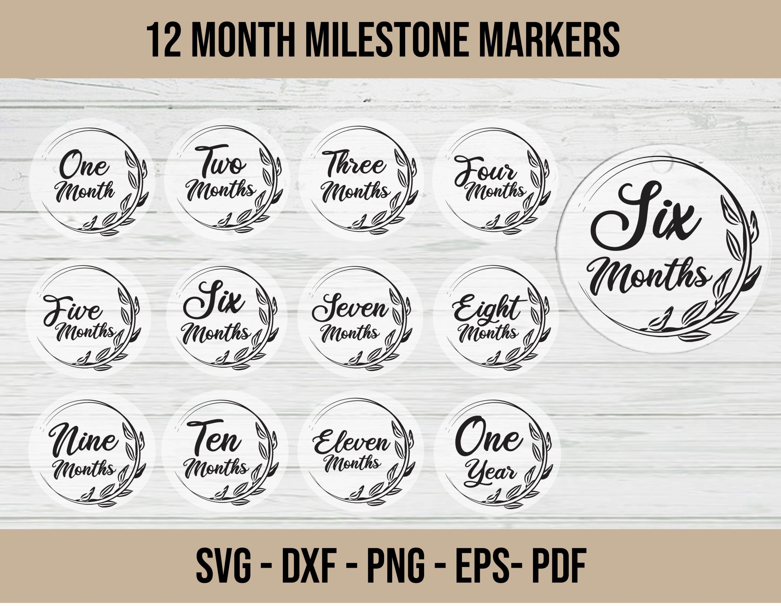 Baby Milestone rounds 12 cut file template svg dxf eps pdf png - Craft ...