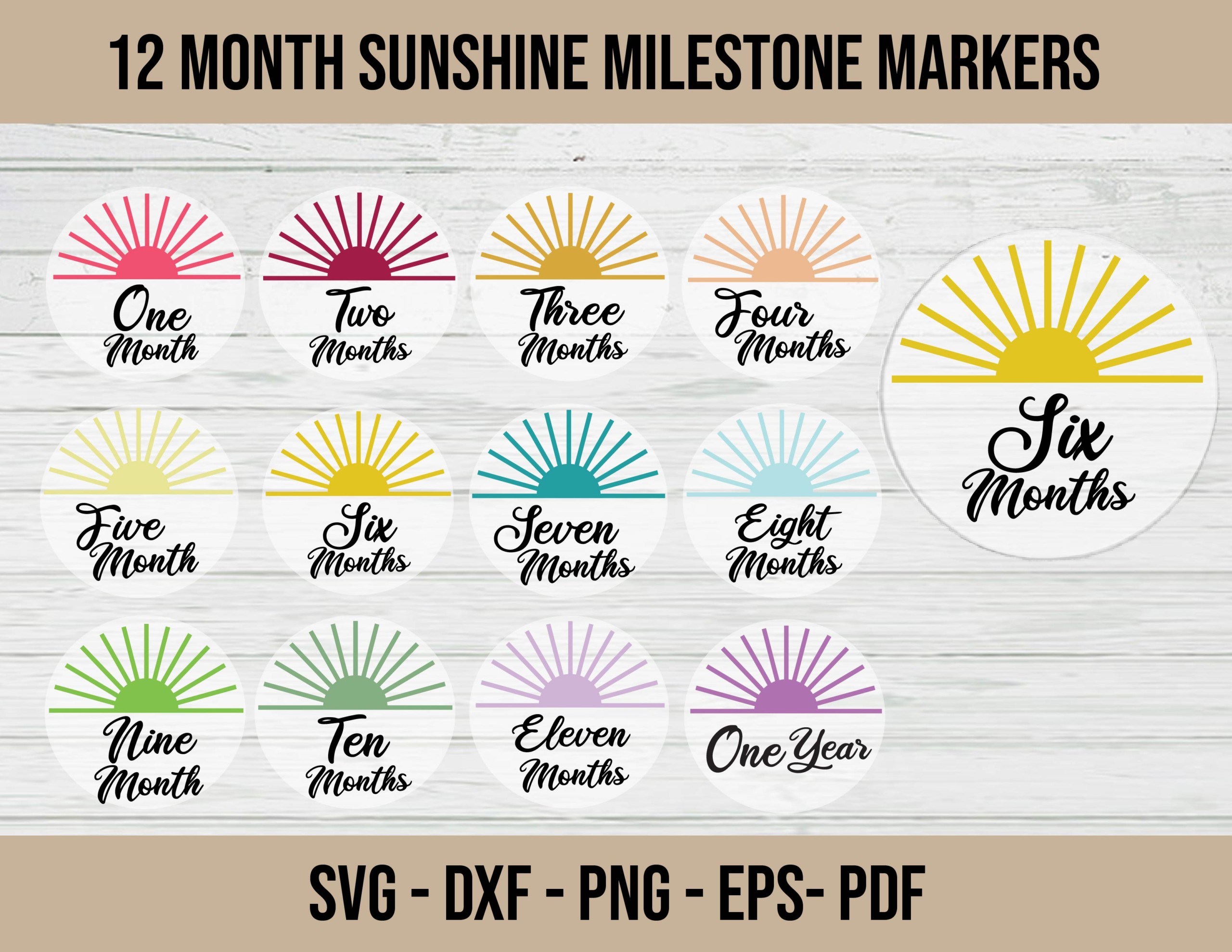 Baby Milestone rounds sunshine 12 cut file template svg dxf eps pdf png ...